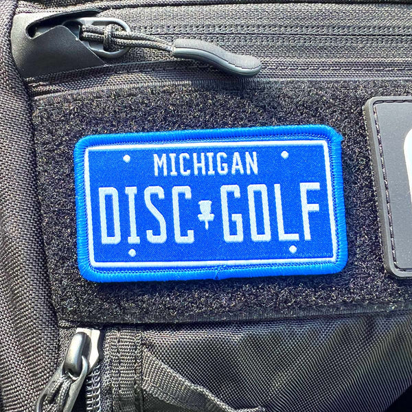 Michigan Vintage License Plate Disc Golf Patch – Disc Golf Pins