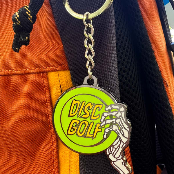 Skeleton Throws Keychain (GREEN) – Disc Golf Pins