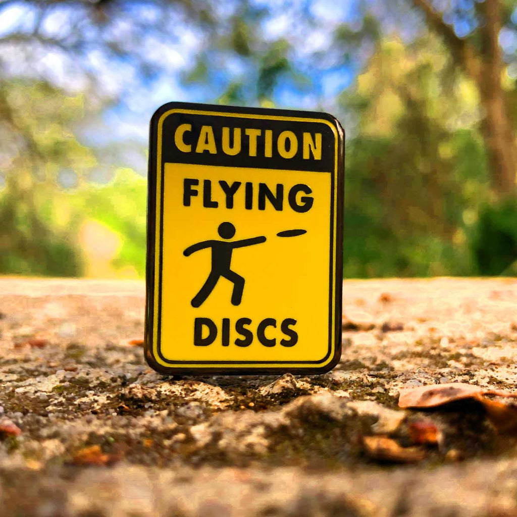 Caution Flying Discs Disc Golf Pin – Disc Golf Pins